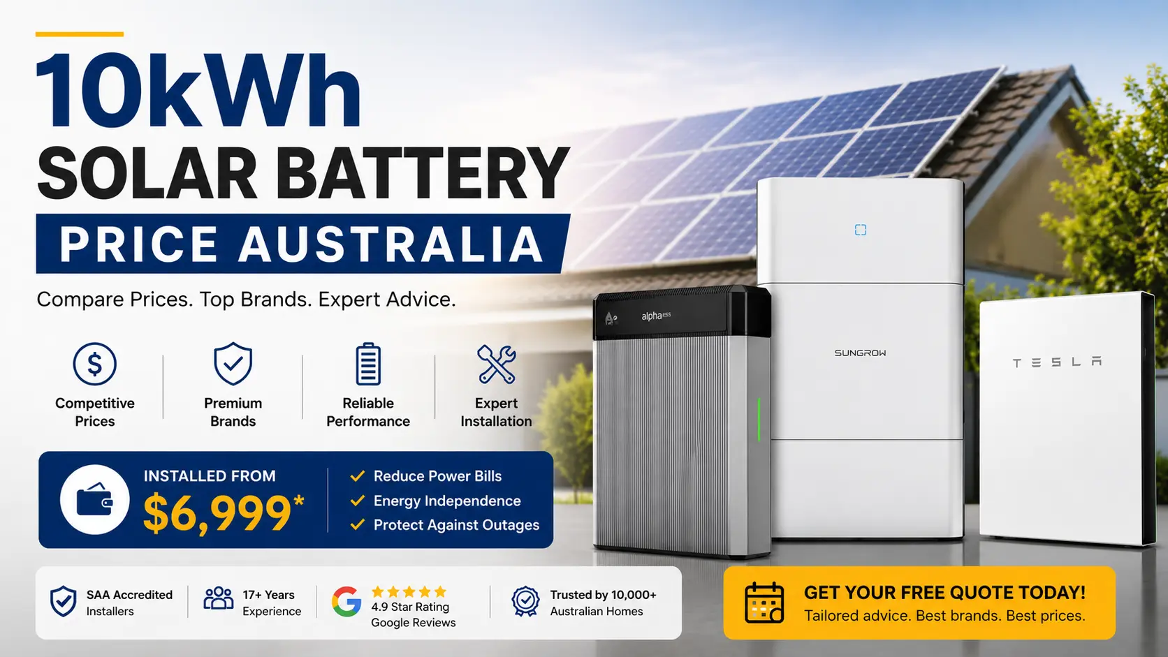 10kW Solar Battery Price Australia (2026 Guide) | From $6,999*